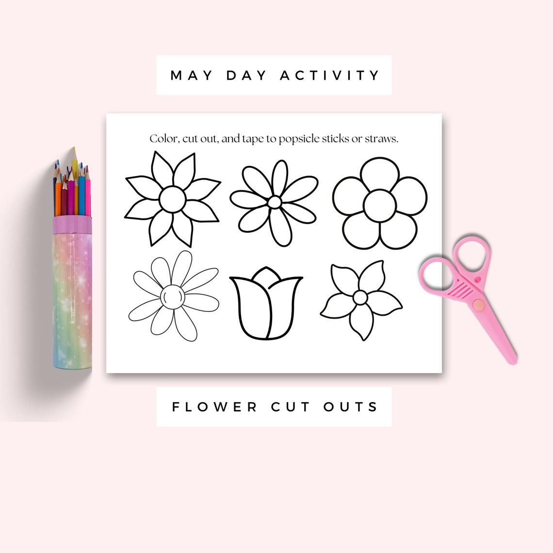 May Day Crafts for Kids Printable, Happy May Day Card, Spring Preschool ...