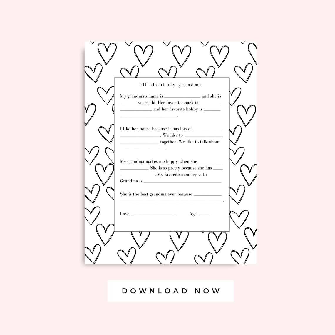 Grandparents Day Letter From Kids Black and White, Kid Interview All ...