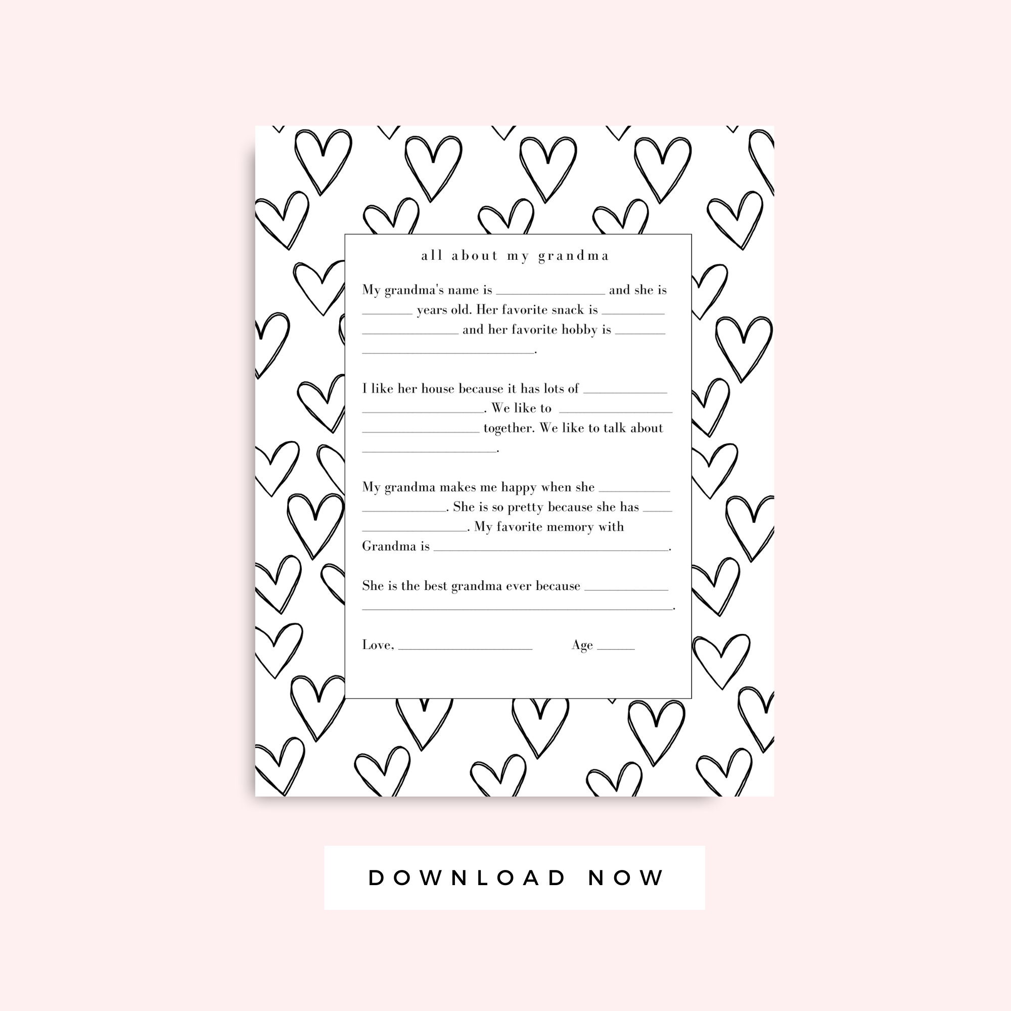 Grandparents Day Letter From Kids Black and White, Kid Interview All ...