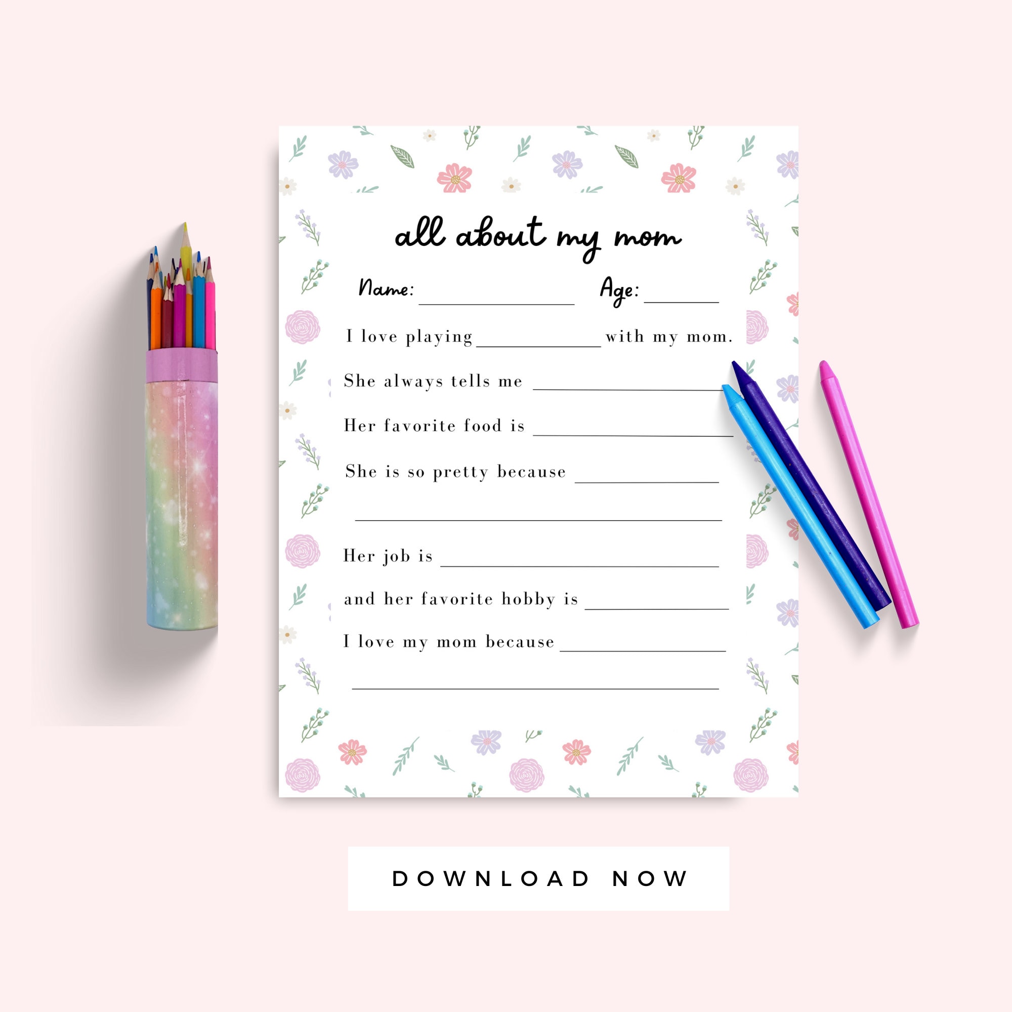 Mother's Day Letter From Kids, Mom's Birthday Card Printable Gift, All ...