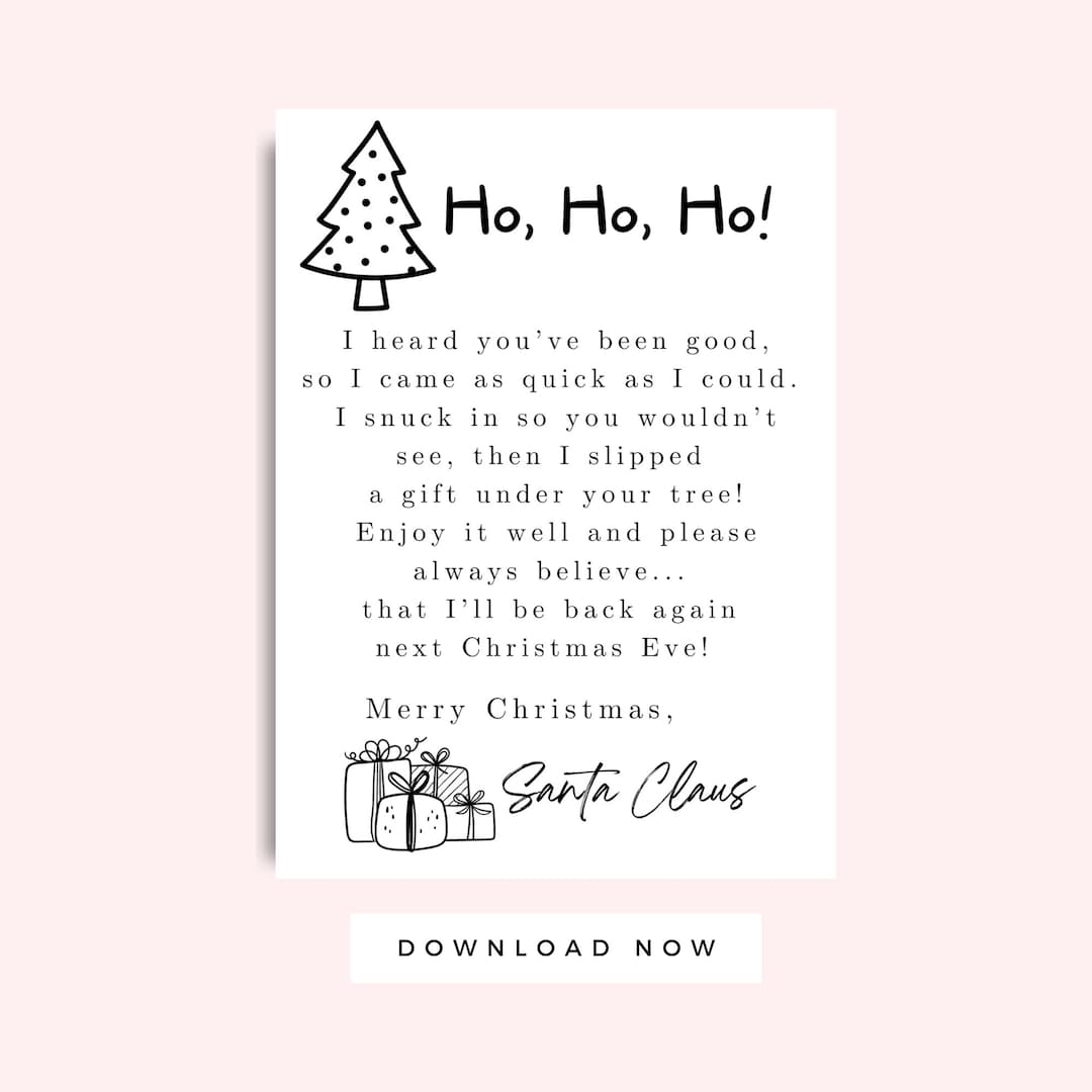 Santa Letter for Kids Printable, Printable Card From Santa for Kids on ...