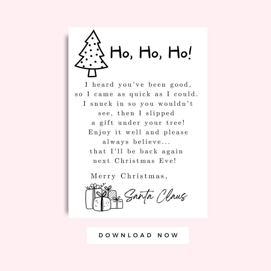 Santa Letter for Kids Printable, Printable Card From Santa for Kids on ...