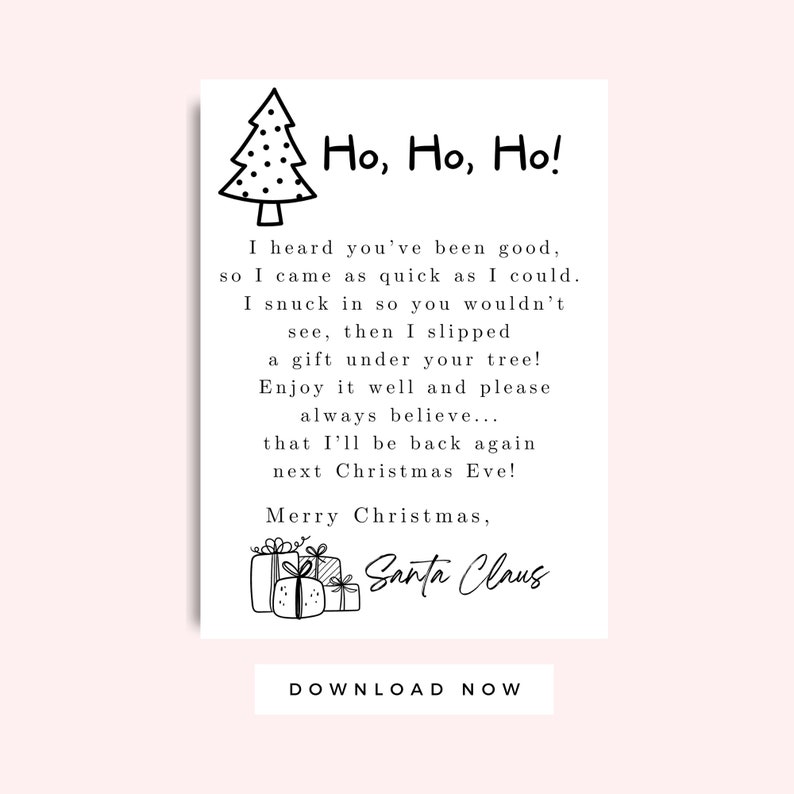 Santa Letter for Kids Printable, Printable Card From Santa for Kids on ...