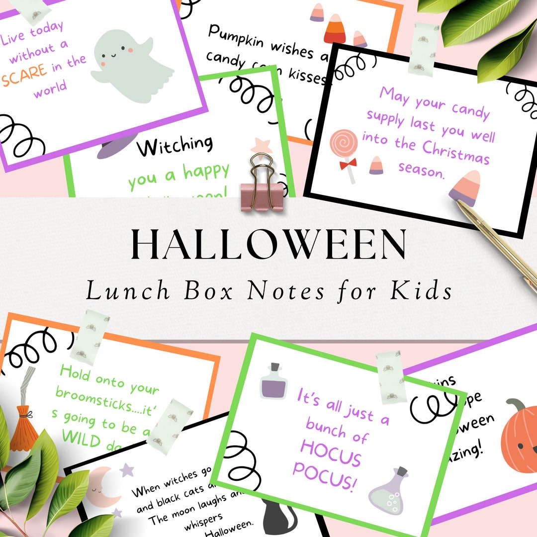 Halloween Lunch Box Notes for Kids, October School Ideas, Instant ...