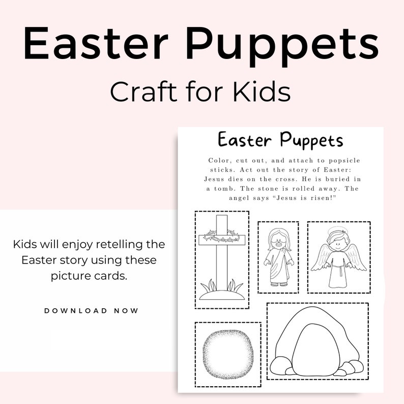 Christian Easter Story Printable Craft for Kids, Easter Puppet Cutouts ...