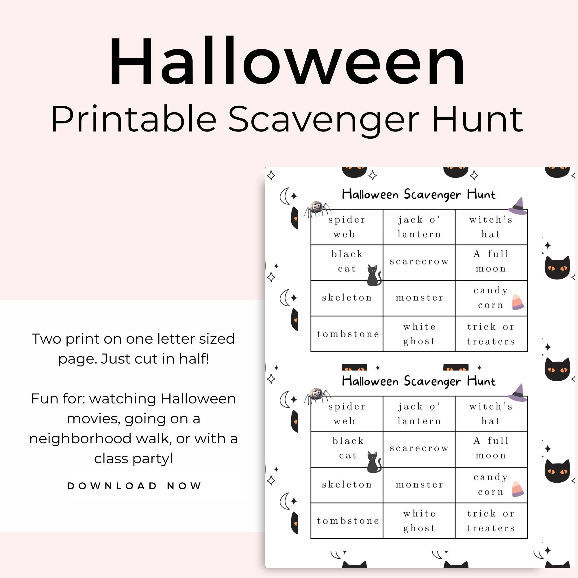 Halloween Scavenger Hunt for Kids Printable, Halloween Preschool ...