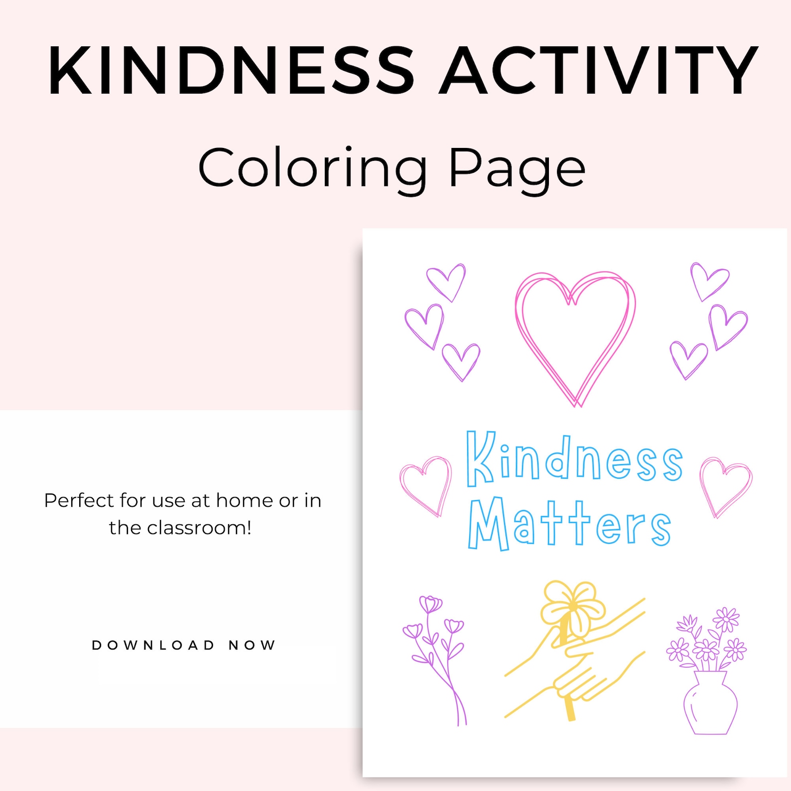 Kindness Activity for Kids Printable Coloring Page, Friendship Activity ...