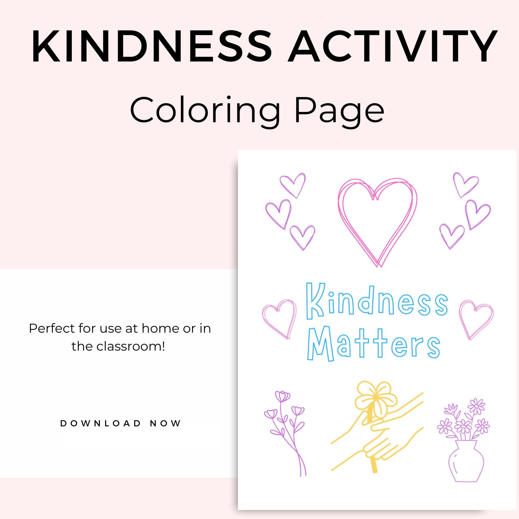 Kindness Activity for Kids Printable Coloring Page, Friendship Activity ...