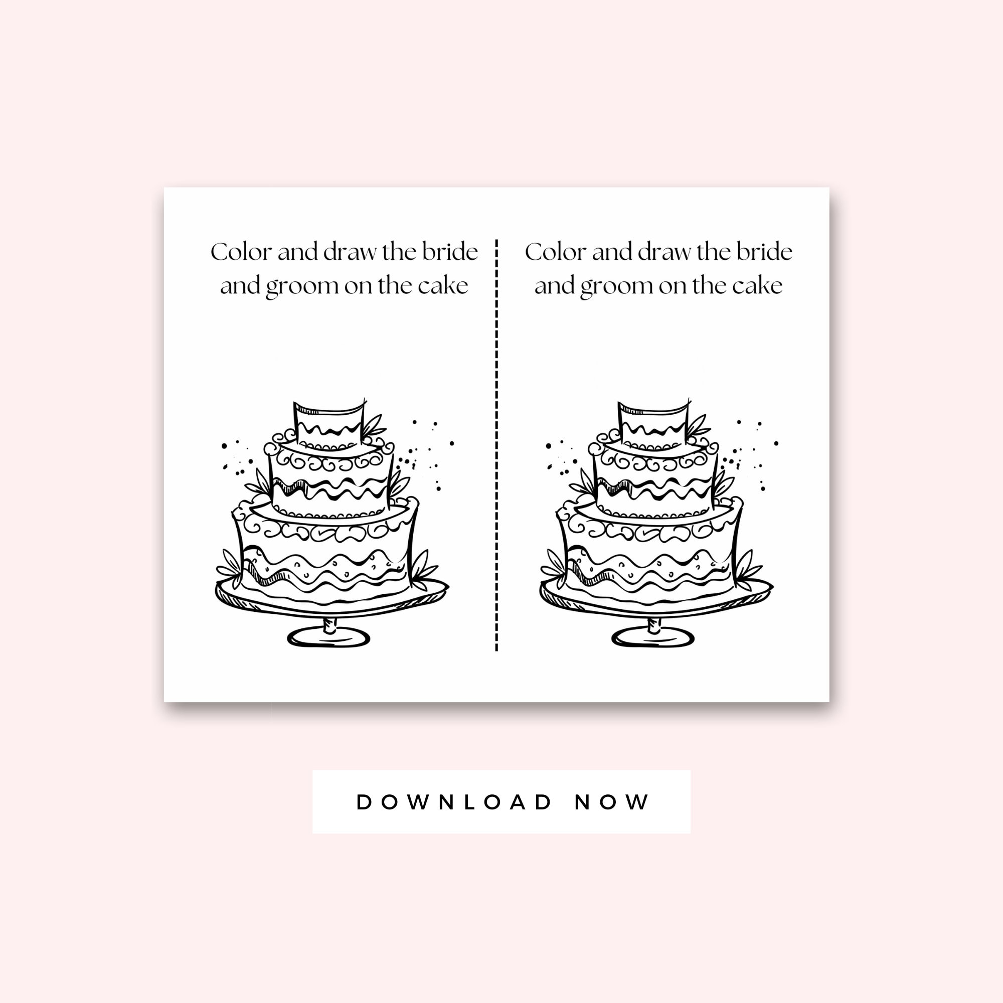 Wedding Reception Cake Coloring Page for Kids, Wedding Kid Table ...