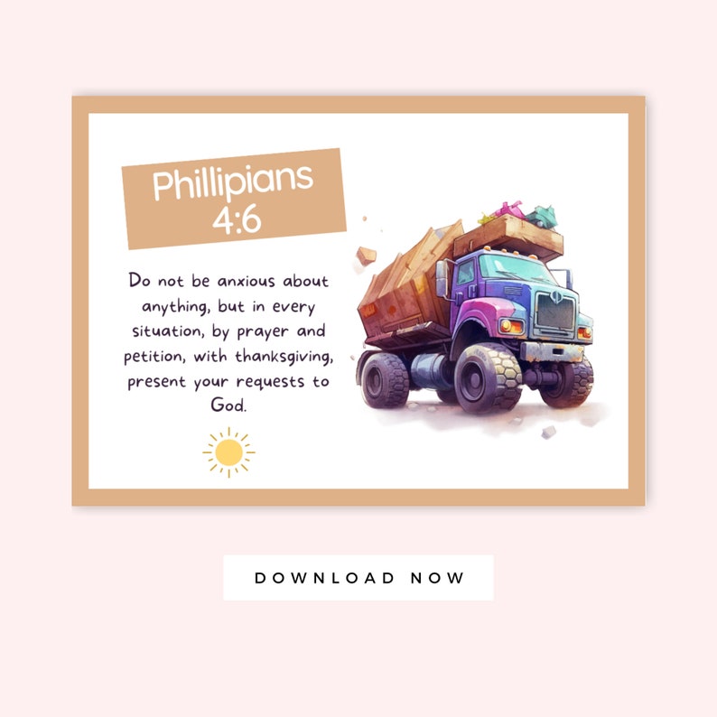 Lunch Box Notes for Kids Dump Truck Bible Verse Cards - Etsy