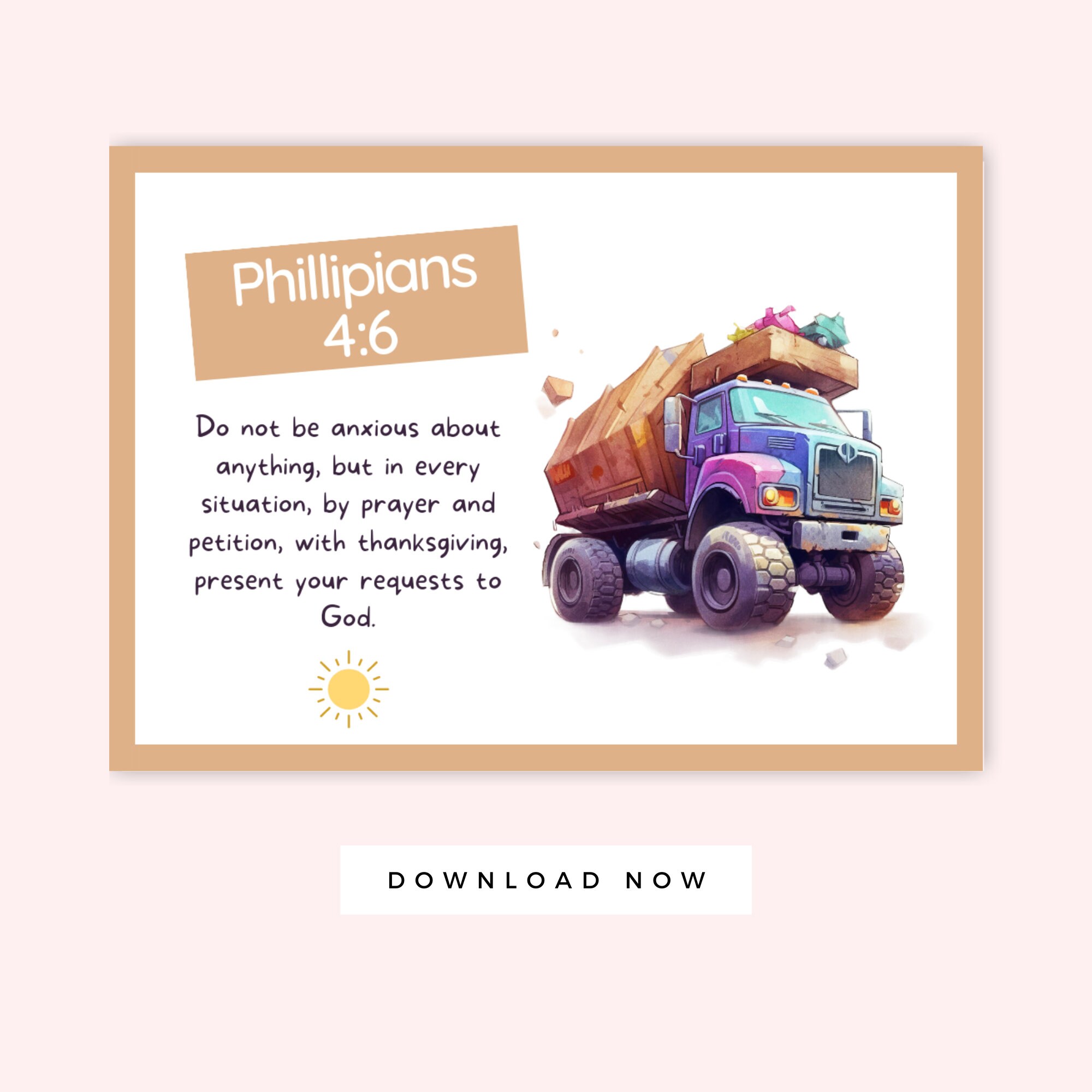 Lunch Box Notes for Kids Dump Truck Bible Verse Cards - Etsy