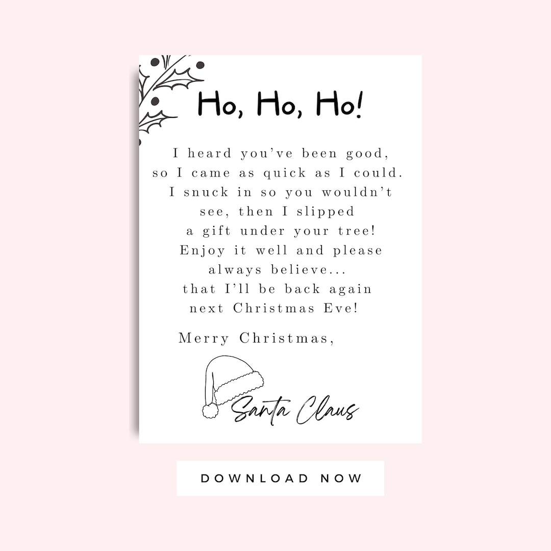 Santa Letter for Kids Printable, Printable Card From Santa for Kids on ...