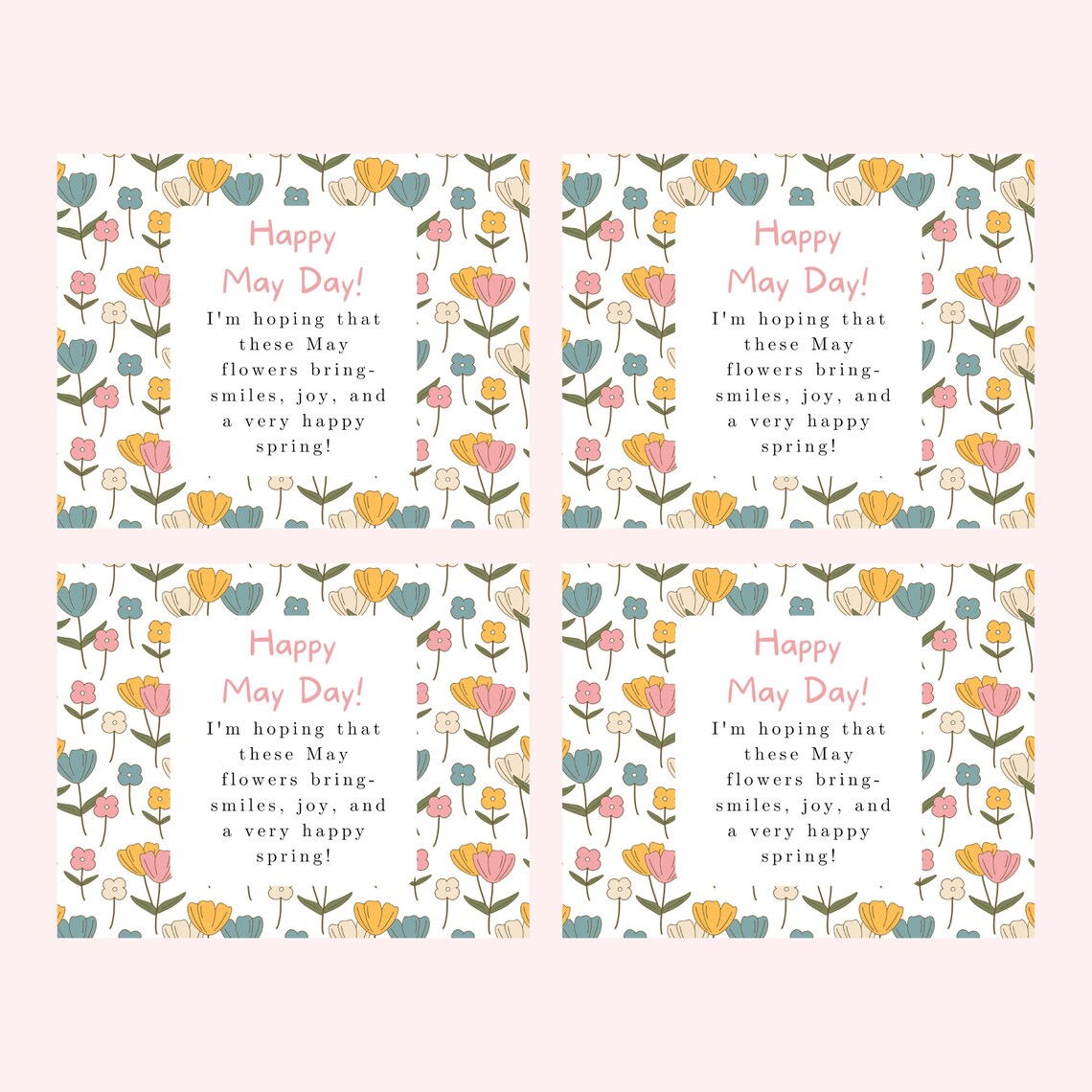 Happy May Day Printable Cards, May Day Notes, May Day Flower Gift Tag ...