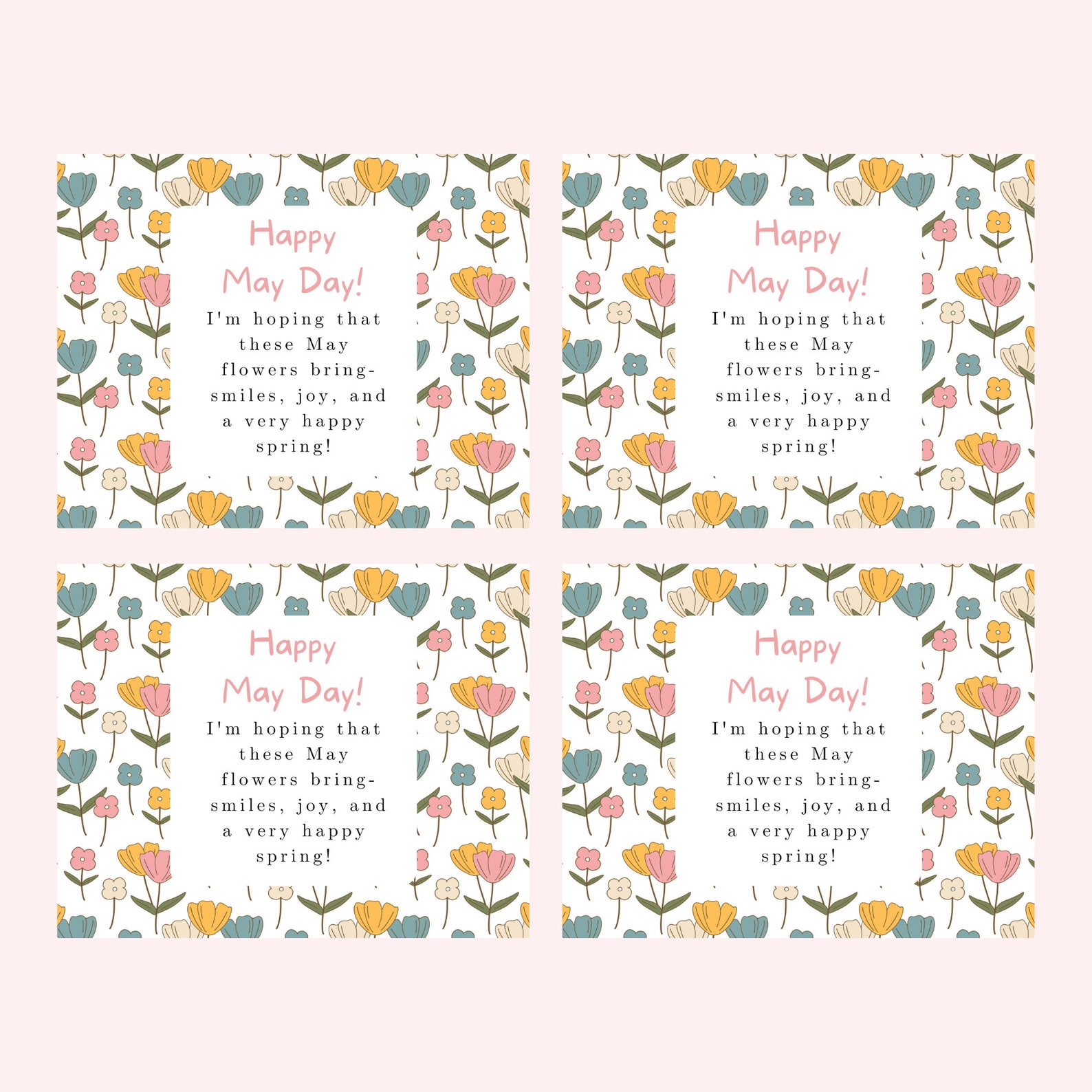 Happy May Day Printable Cards, May Day Notes, May Day Flower Gift Tag ...