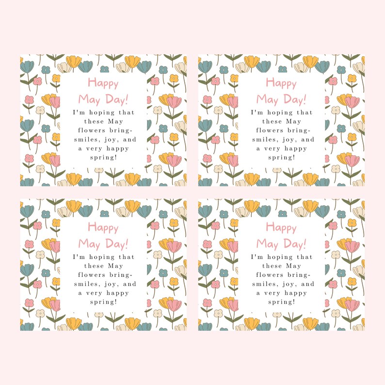 Happy May Day Printable Cards, May Day Notes, May Day Flower Gift Tag ...