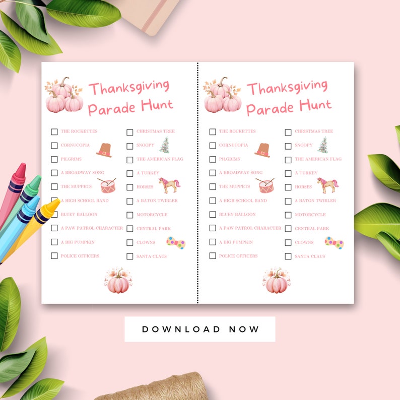 Thanksgiving Parade Scavenger Hunt, Printable Thanksgiving Kid Activity ...