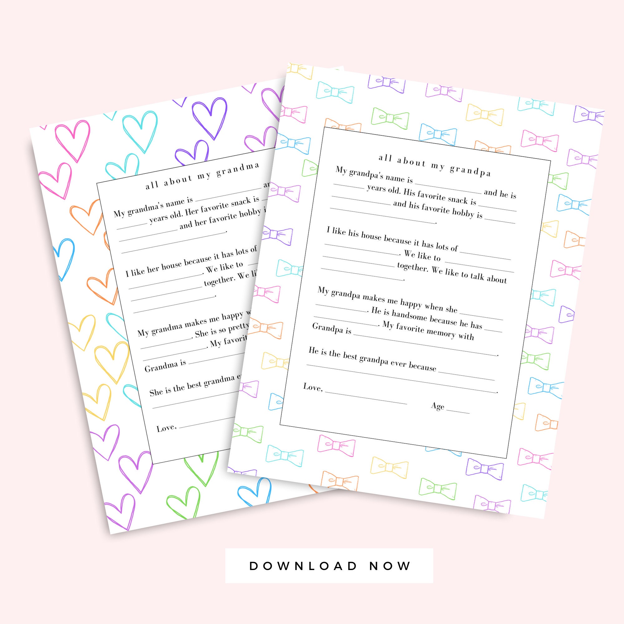 Grandparent's Day Printable Cards From Kids Gift From - Etsy