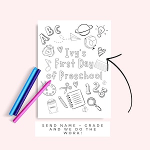 Personalized First Day of School Coloring Page, 1st Day of School ...