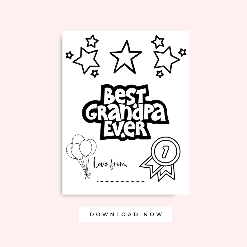 Father's Day Grandpa Coloring Page, Grandparent's Day Gift From Kids ...