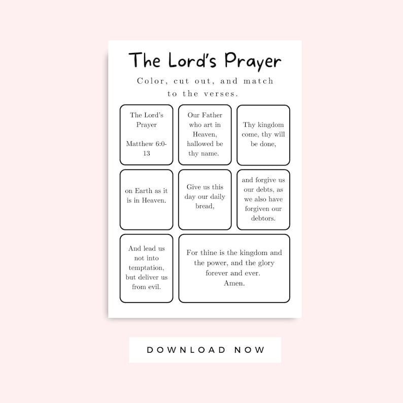 The Lords Prayer Activity, Printable Bible Verse Sunday School Activity ...