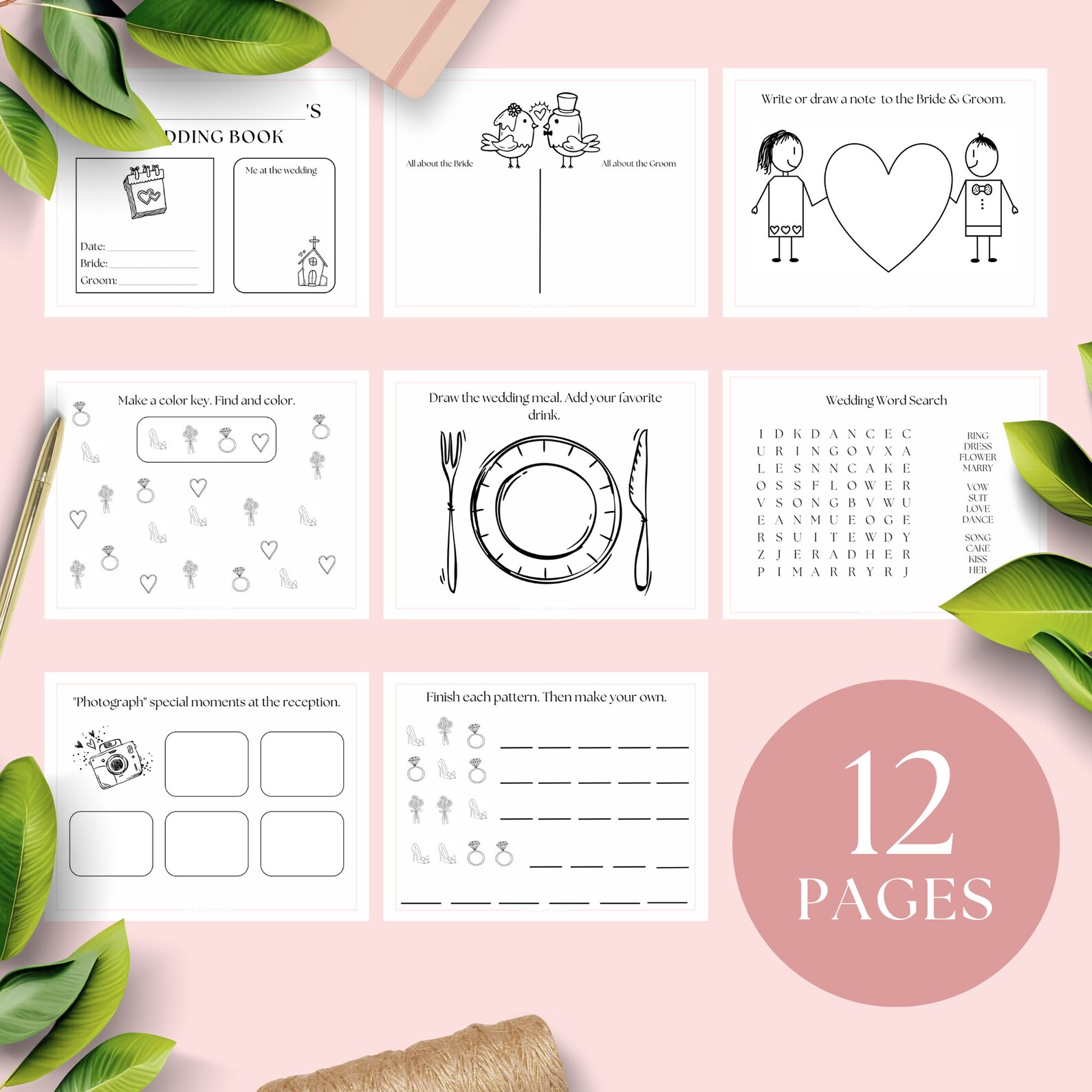 Wedding Activity Book for Kids, Wedding Kid Table Coloring Pages ...