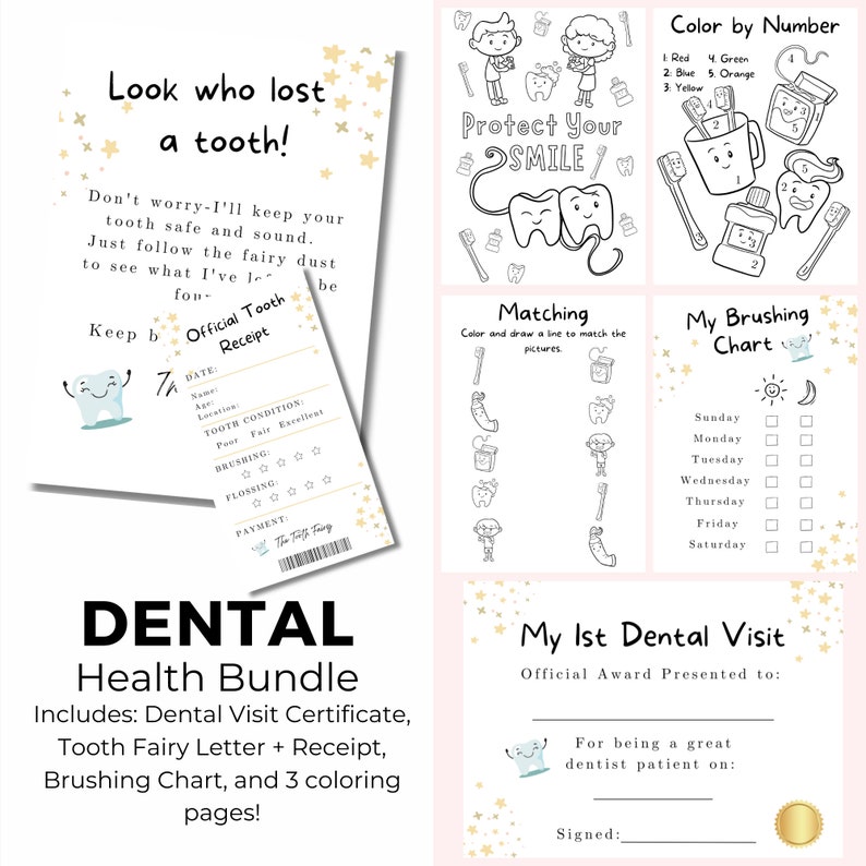 Preschool Dental Health Printable Activities Bundle, Tooth Fairy Letter ...