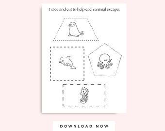 Preschool Scissor Skills Printable Worksheet Sports Themed - Etsy