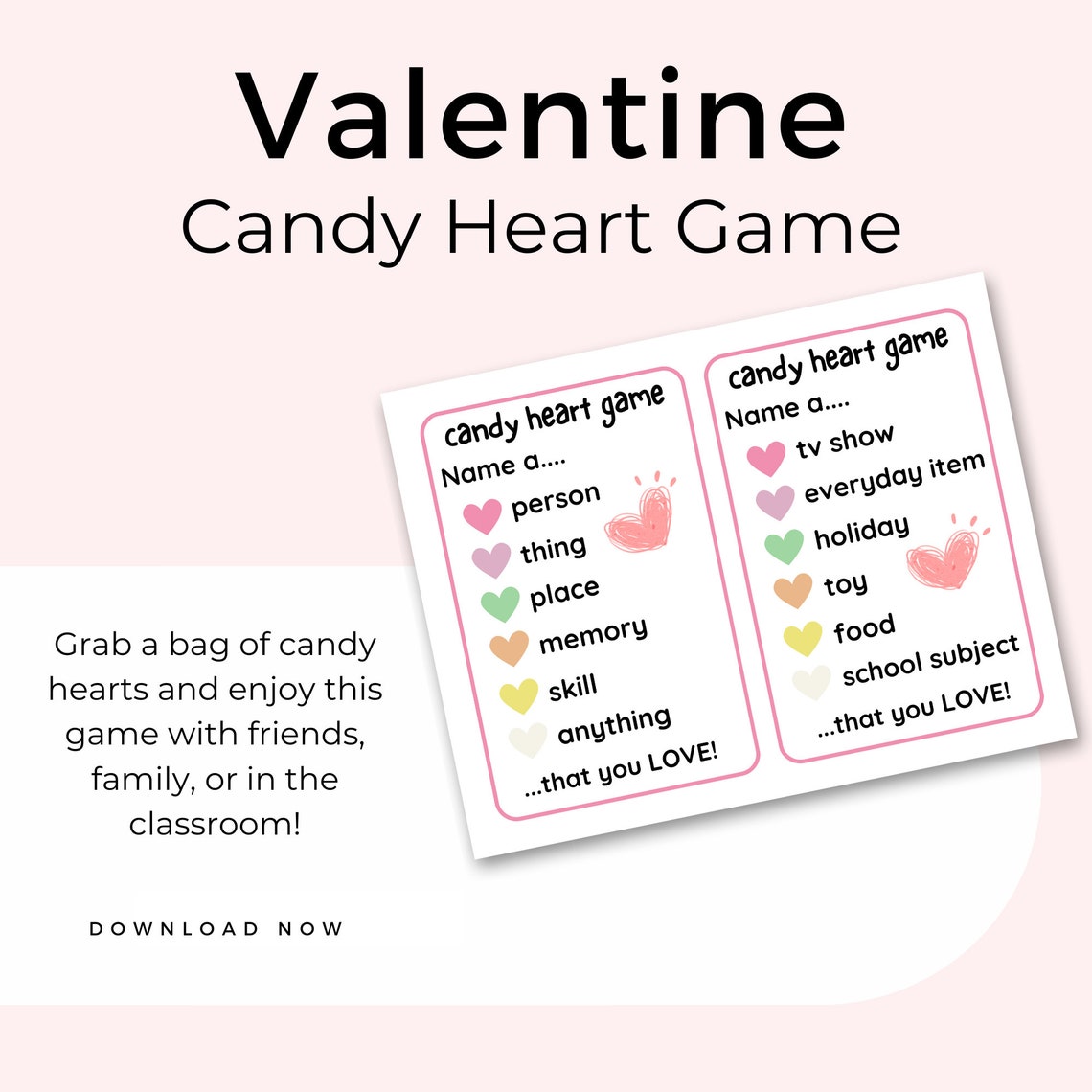 Valentine Candy Heart Game, Valentine's Day Activity for Kids ...