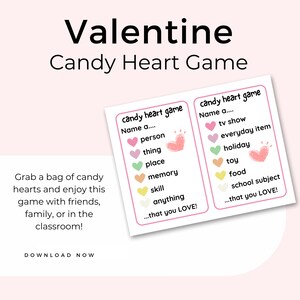 Valentine Candy Heart Game, Valentine's Day Activity for Kids ...