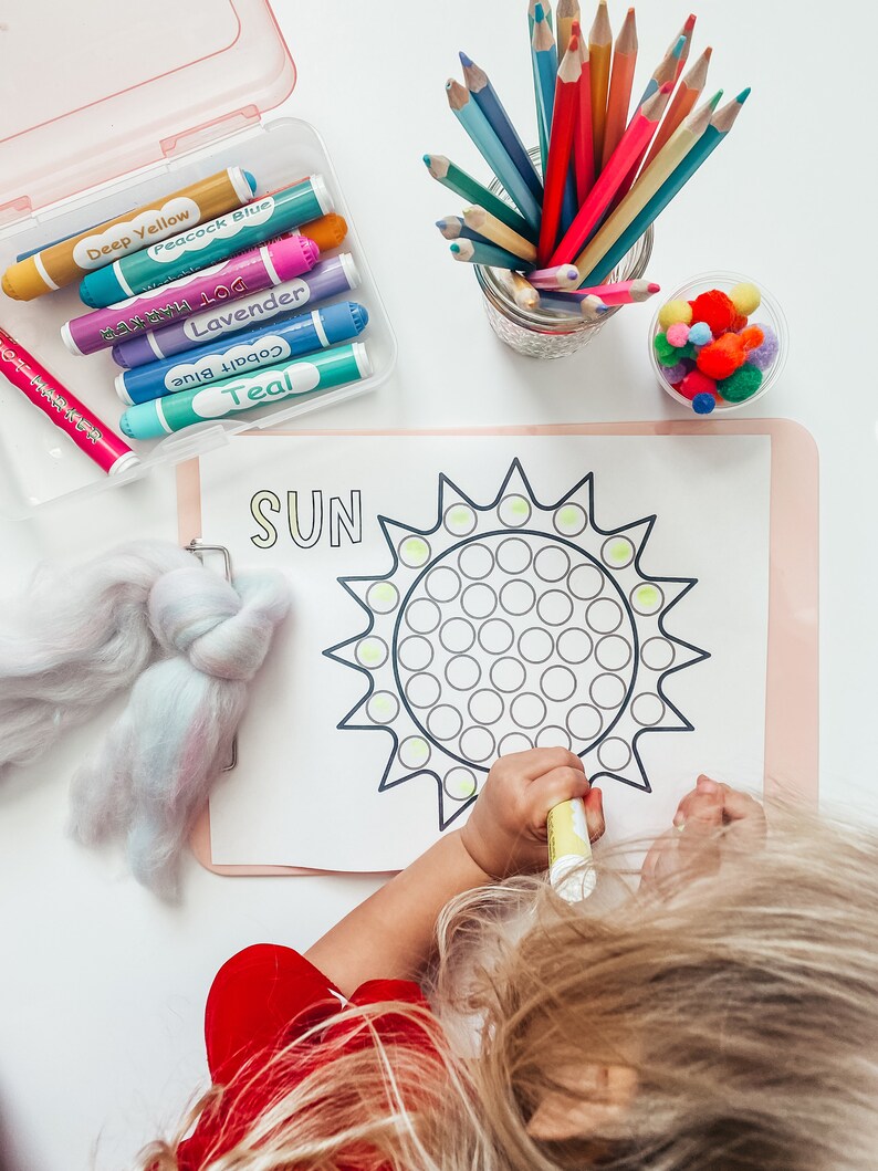 Sun Dot Marker Activity, Do a Dot Printables for Kids, Preschool Summer ...