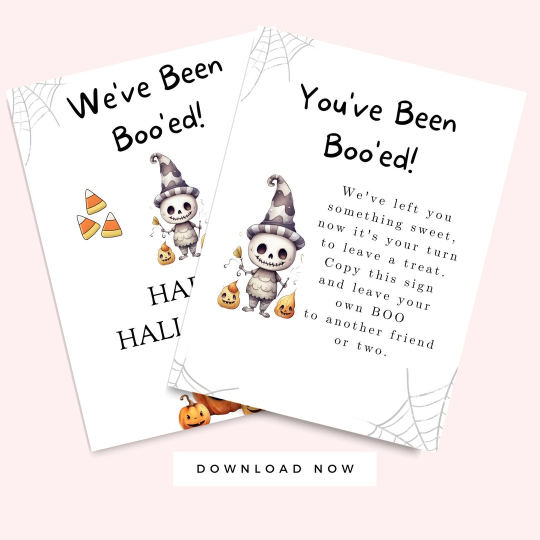 You've Been Booed Printable Letter Skeleton Card Halloween Boo Basket ...