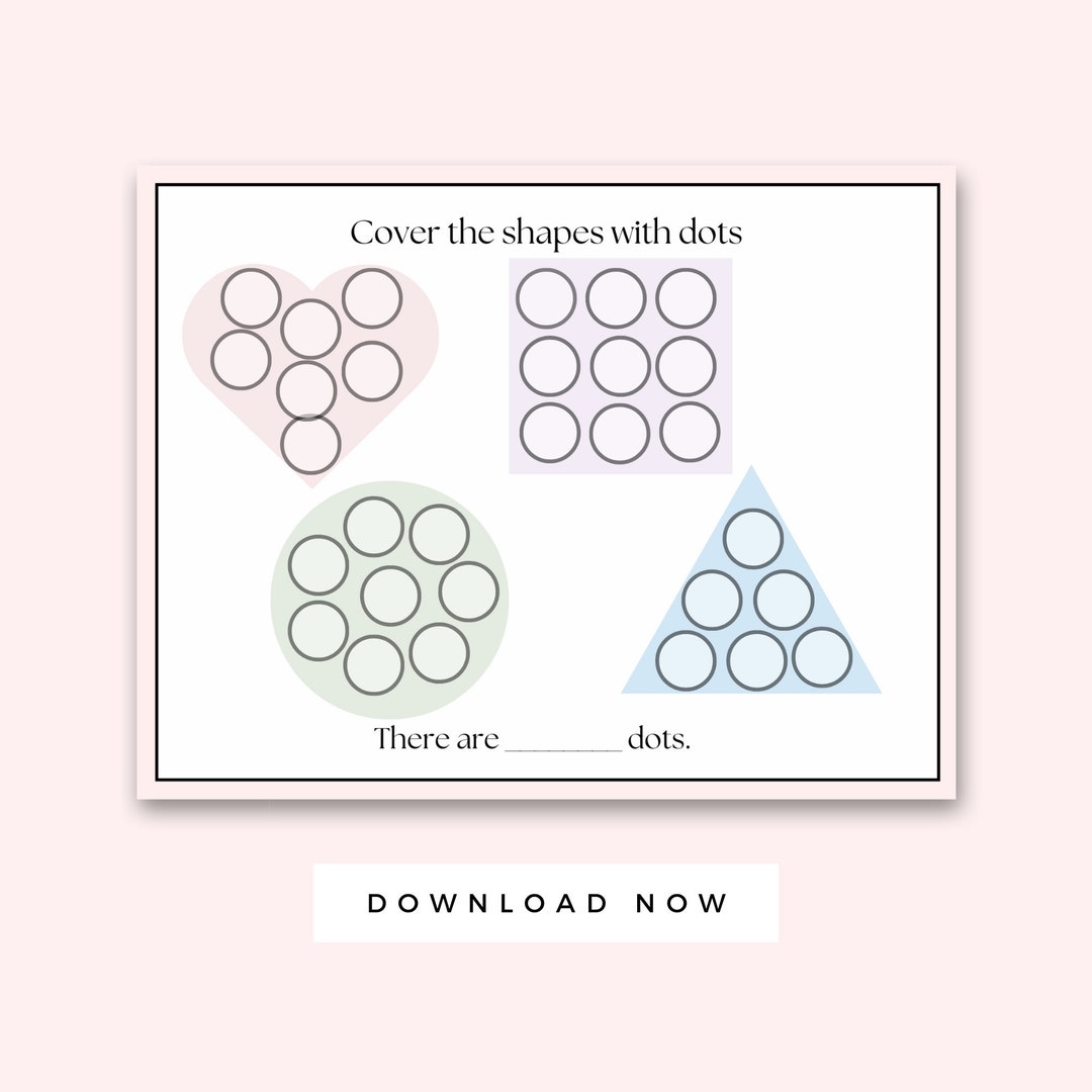 Shapes Dot A Dot Worksheet, Preschool Busy Book, Printable Preschool ...