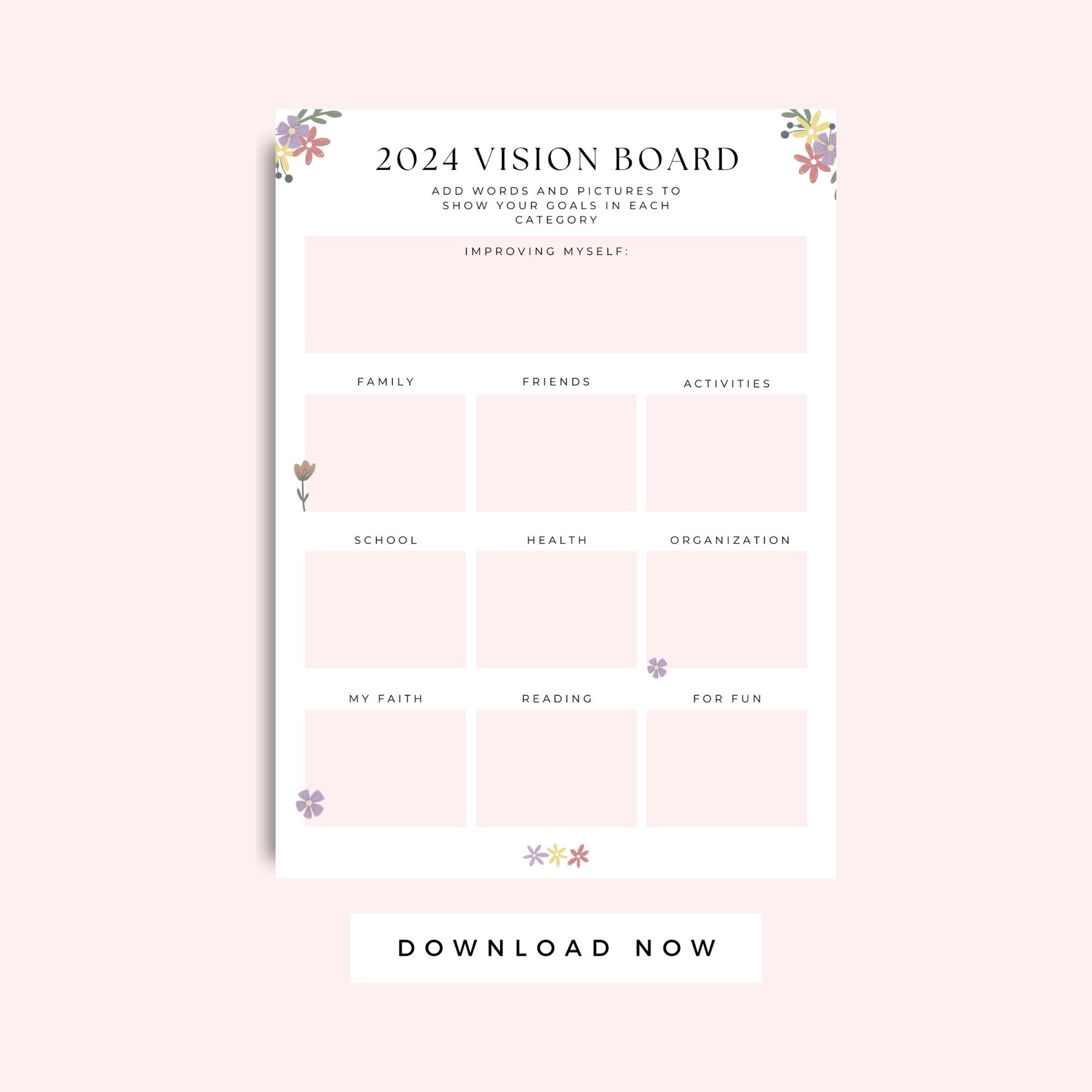 2024 Vision Board Printables for Kids New Years Coloring - Etsy