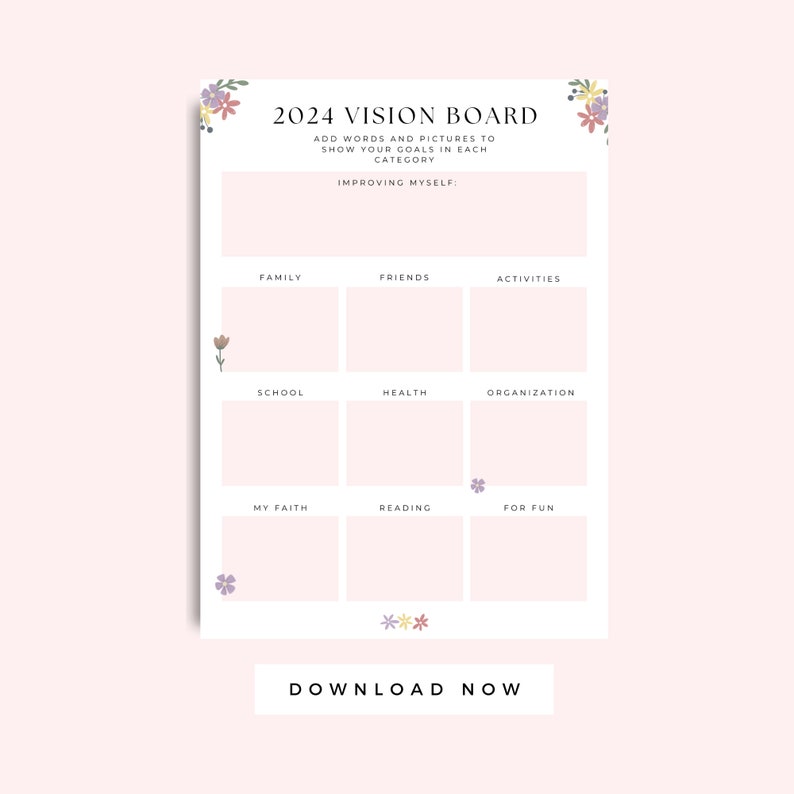 2024 Vision Board Printables for Kids New Years Coloring - Etsy