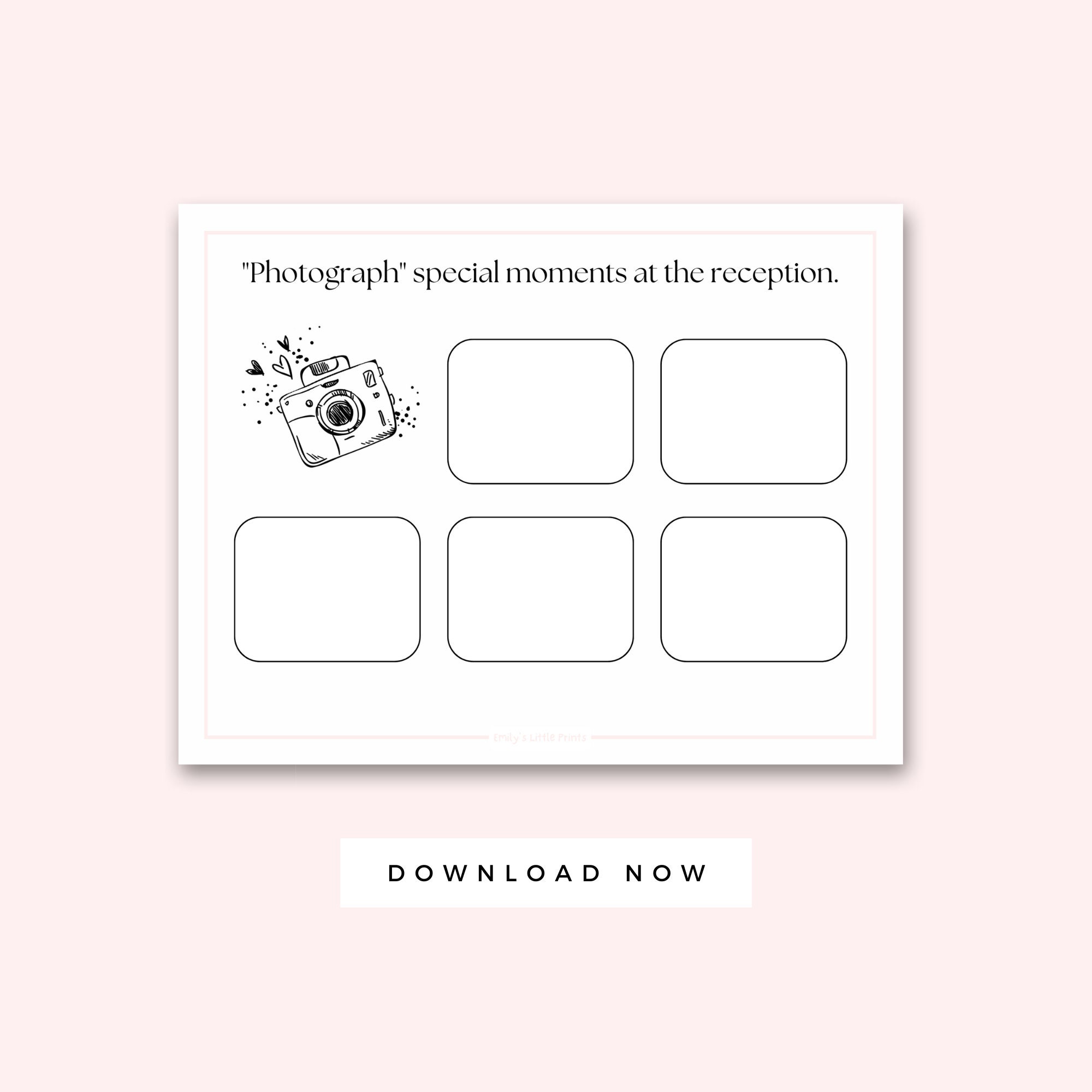 Wedding Reception Camera Coloring Page for Kid Table, Instant Download ...