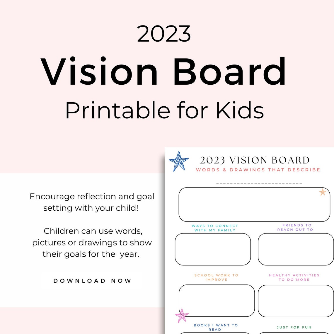 Vision Board Printable for Kids Home Learning Activity Kids - Etsy