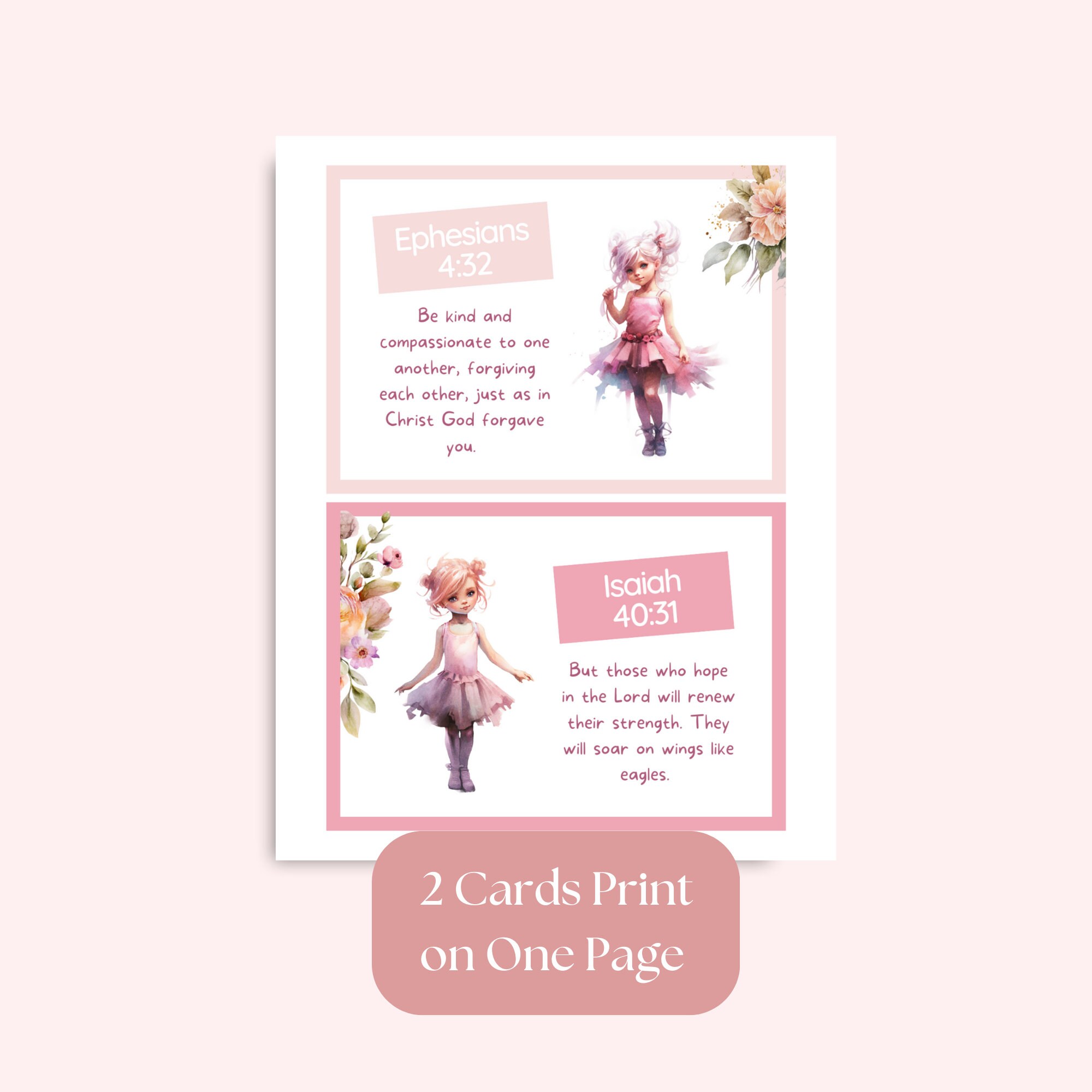 Printable Bible Verse Cards for Girls Ballet Dance Theme, Scripture ...