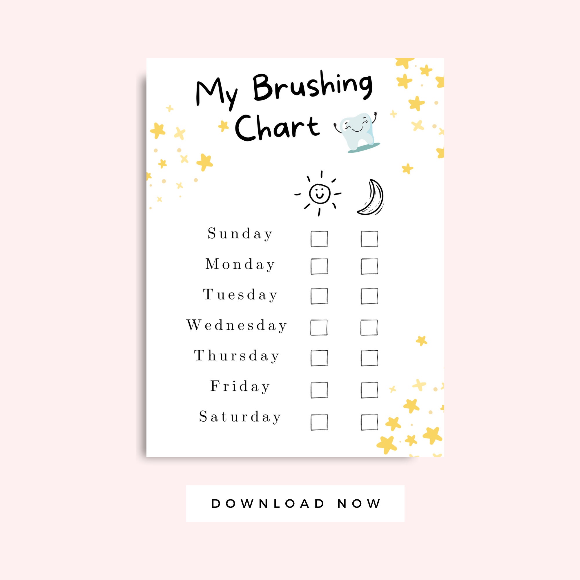 Kids Tooth Brushing Chart Printable, Dental Health for Preschool ...