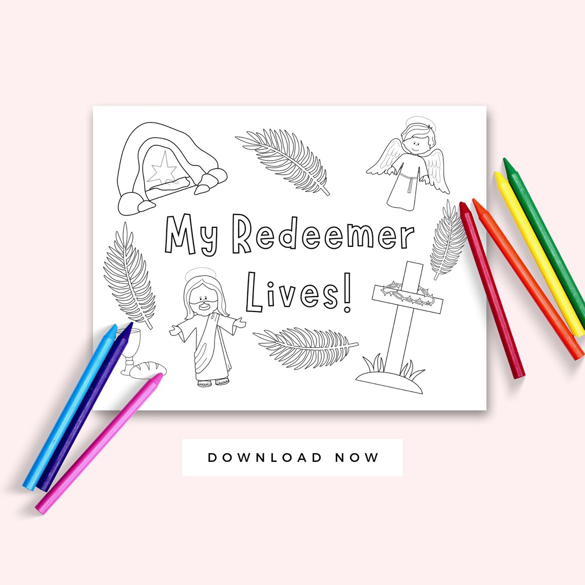 My Redeemer Lives Easter Coloring Page for Kids, Instant Download ...
