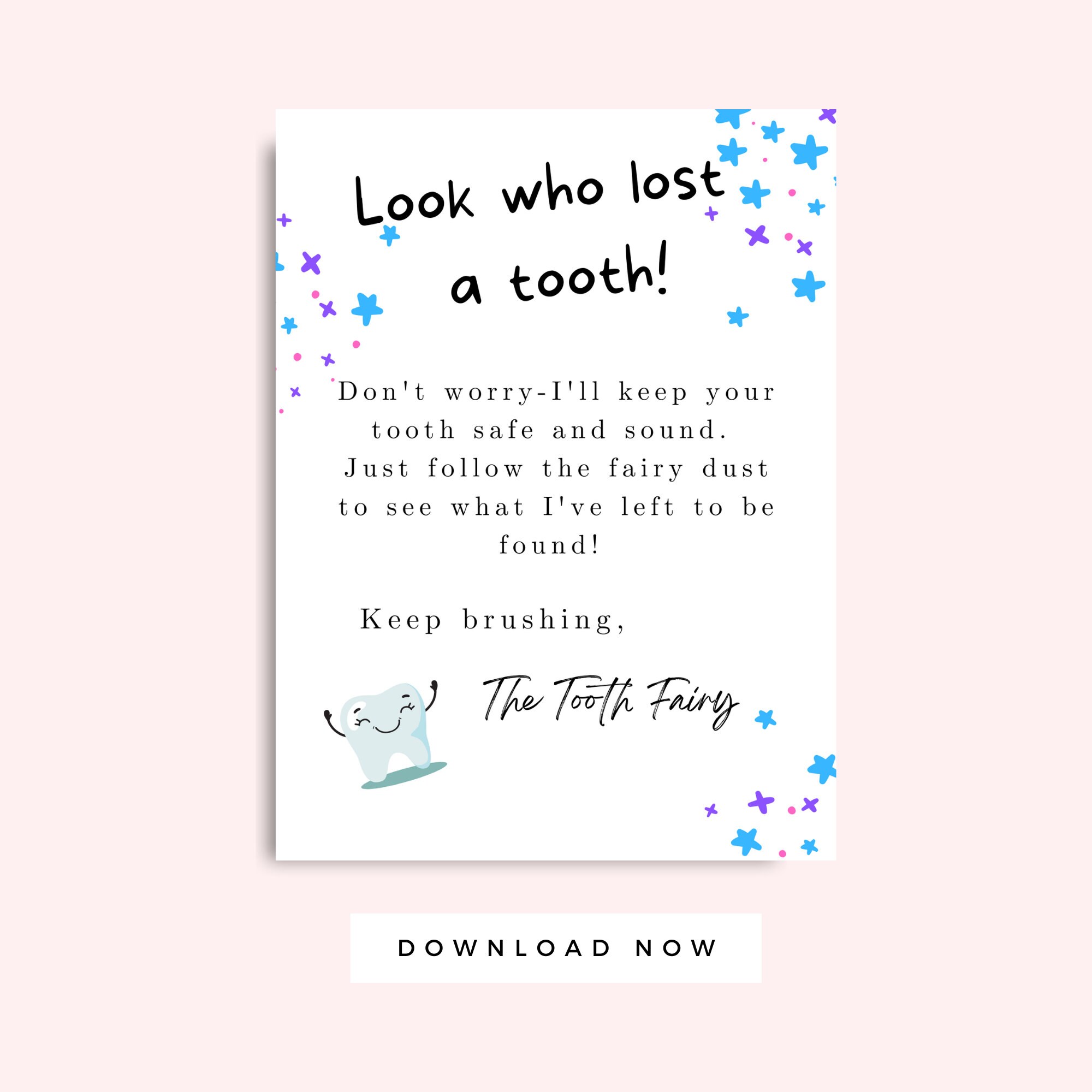 Printable Tooth Fairy Letter and Lost Tooth Receipt for Kids Bright ...