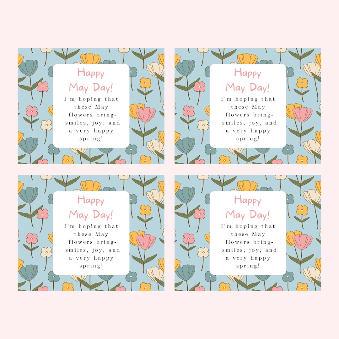 Happy May Day Printable Cards, May Day Notes, May Day Flower Gift Tag ...
