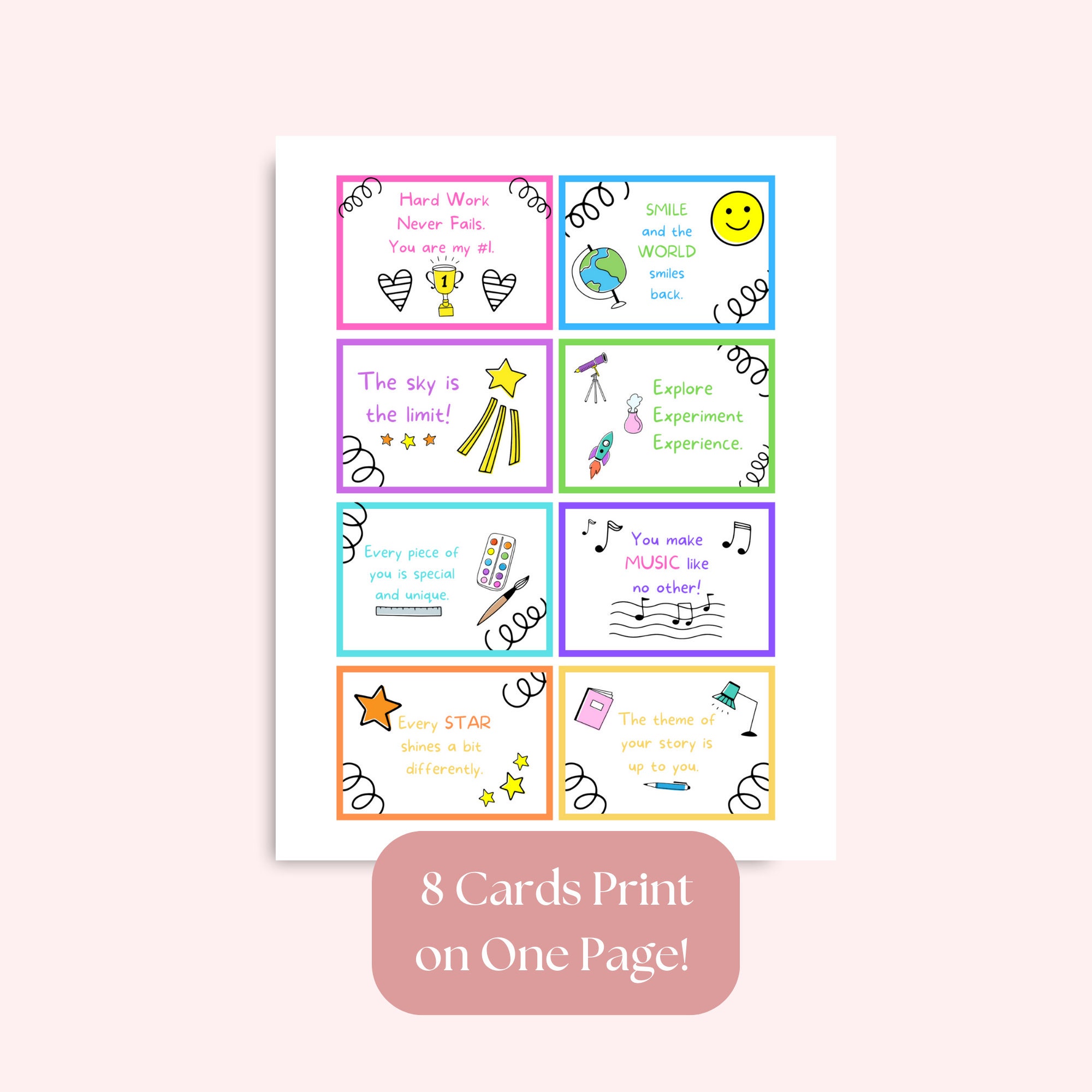 Lunch Box Notes for Kids Printable Encouraging Cards School - Etsy