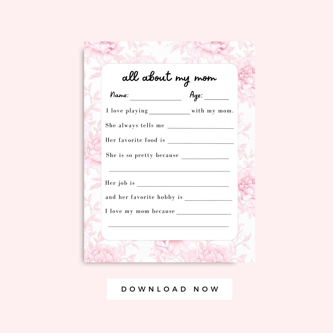 Mother's Day Letter From Kids, Mom's Birthday Card Printable Gift, All ...