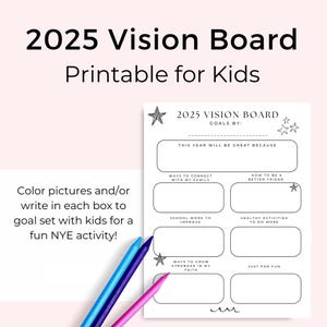 2025 Vision Board Printable for Kids, Home Learning Activity, Kids ...