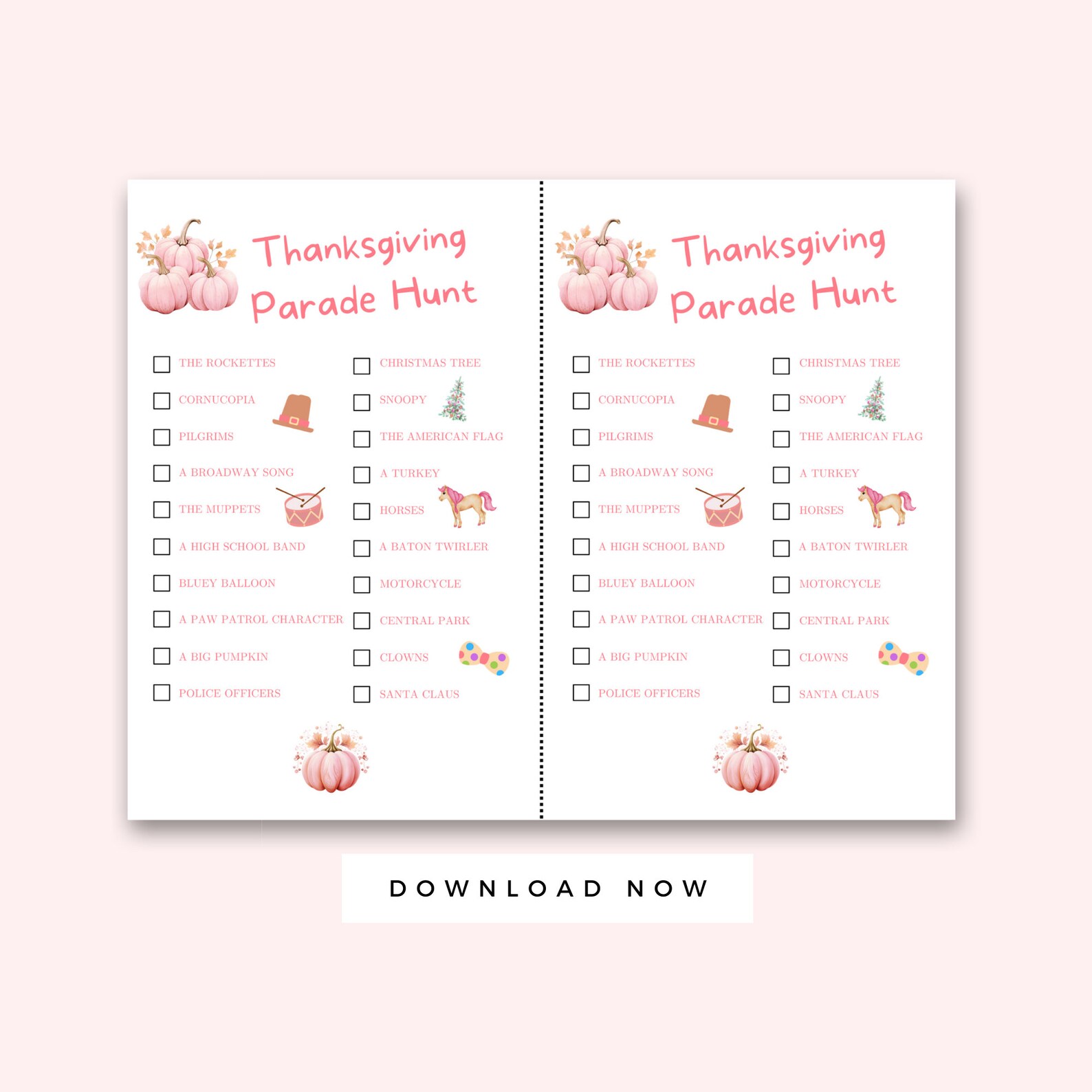 Thanksgiving Parade Scavenger Hunt, Printable Thanksgiving Kid Activity ...