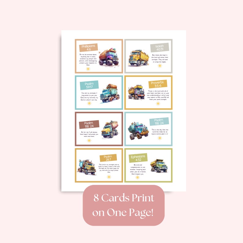 Lunch Box Notes for Kids Dump Truck, Bible Verse Cards Printable ...