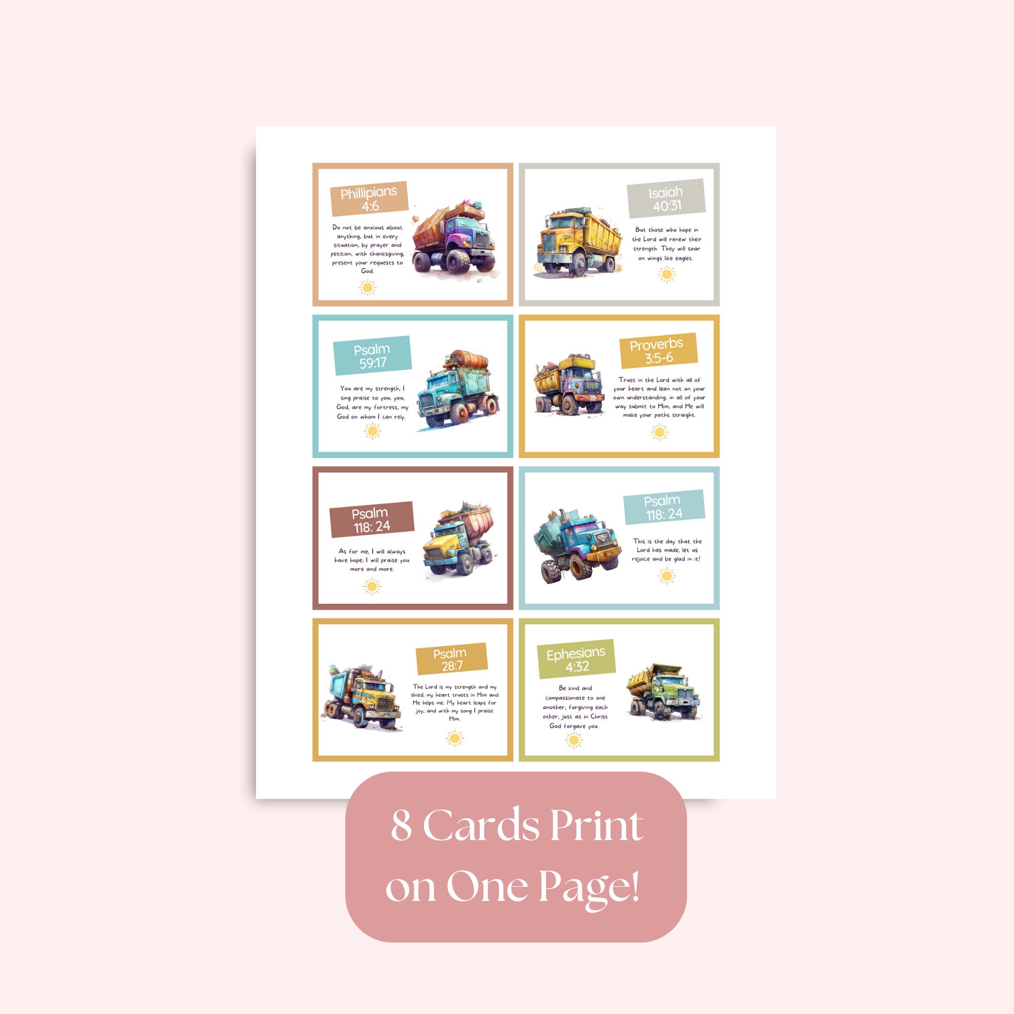 Lunch Box Notes for Kids Dump Truck, Bible Verse Cards Printable ...