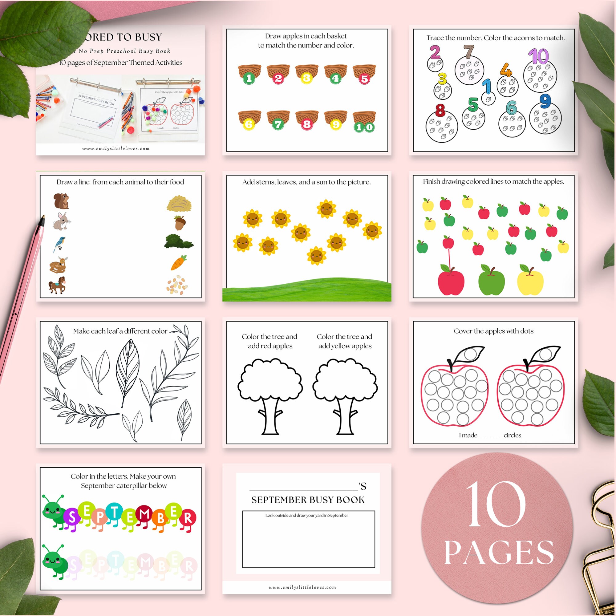 September Busy Book, Printable Preschool Busy Book, NO PREP Busy Book ...