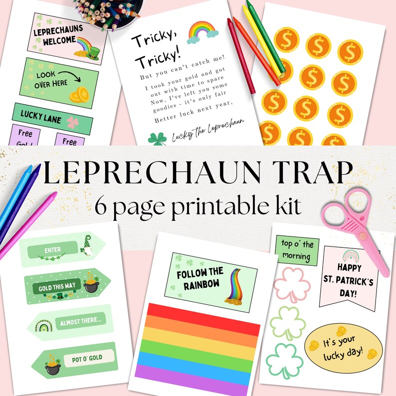 St. Patrick's Day Kid Printable Bundle, Leprechaun Trap Kit, Leprechaun ...