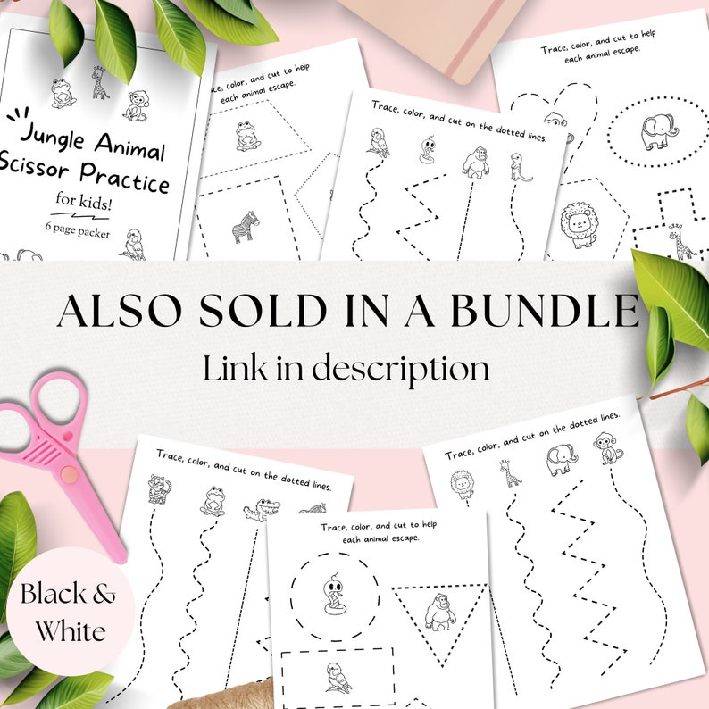 Jungle Animals Preschool Cutting and Tracing Shapes Practice - Etsy